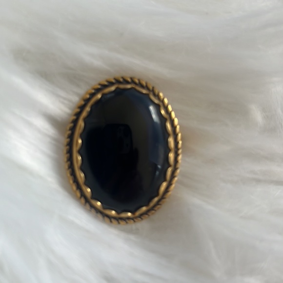 Jewelry | Black Cabochon Brooch | Poshmark